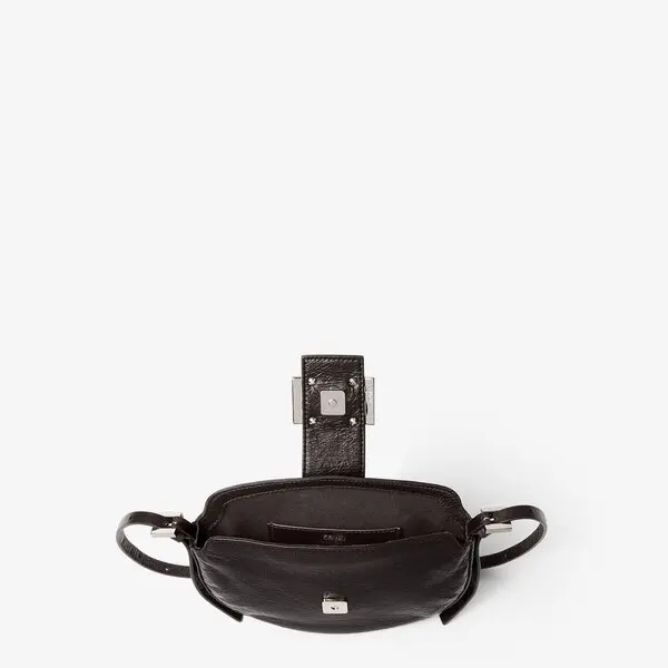 Fendi Croissant Bag Crackled Black Leather Bag